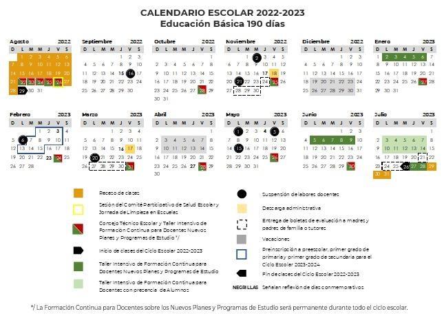 SEP publica el calendario del ciclo escolar 2022-2023
