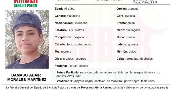 Activan Alerta Amber para localizar a Dámaso Adair de 16 años